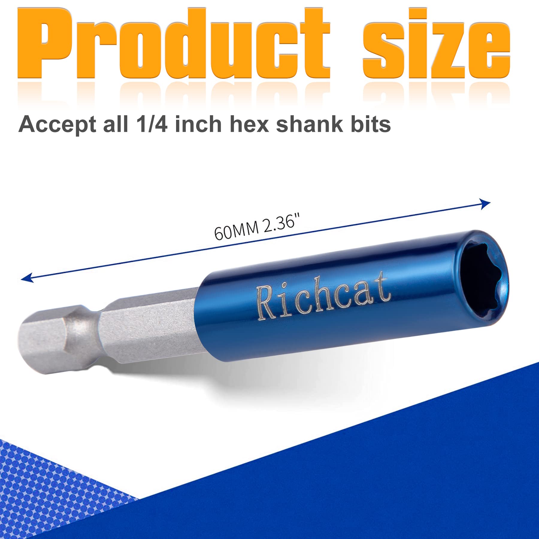 5PCS Magnetic Extension Socket Drill Bit Holder,1/4" Hex Shank S2 Steel,Screwdriver Extension,Quick-Change Hex Shank Set,Screwgun Bit Tip Holder