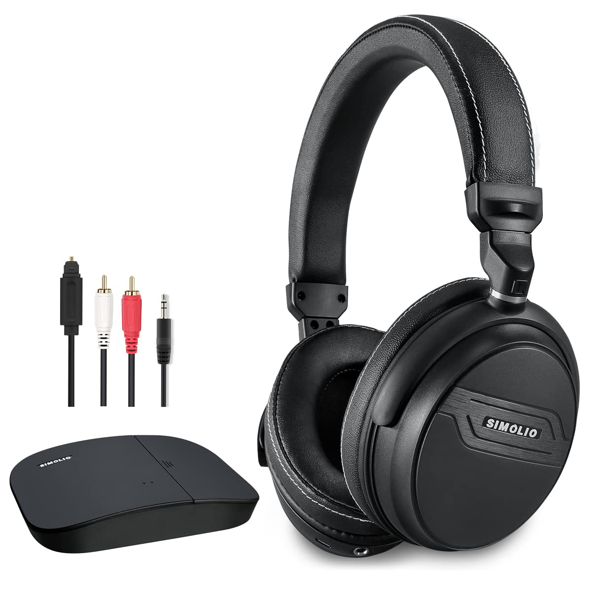 SIMOLIO SM-826D 2.4GHz Digital Wireless Headphone for TV, No Delay, 100 ft Work Range, Tone Options, Voice Amplification TV Headphone Ideal for Seniors and Hard of Hearing, USB Charging & Sharing Port