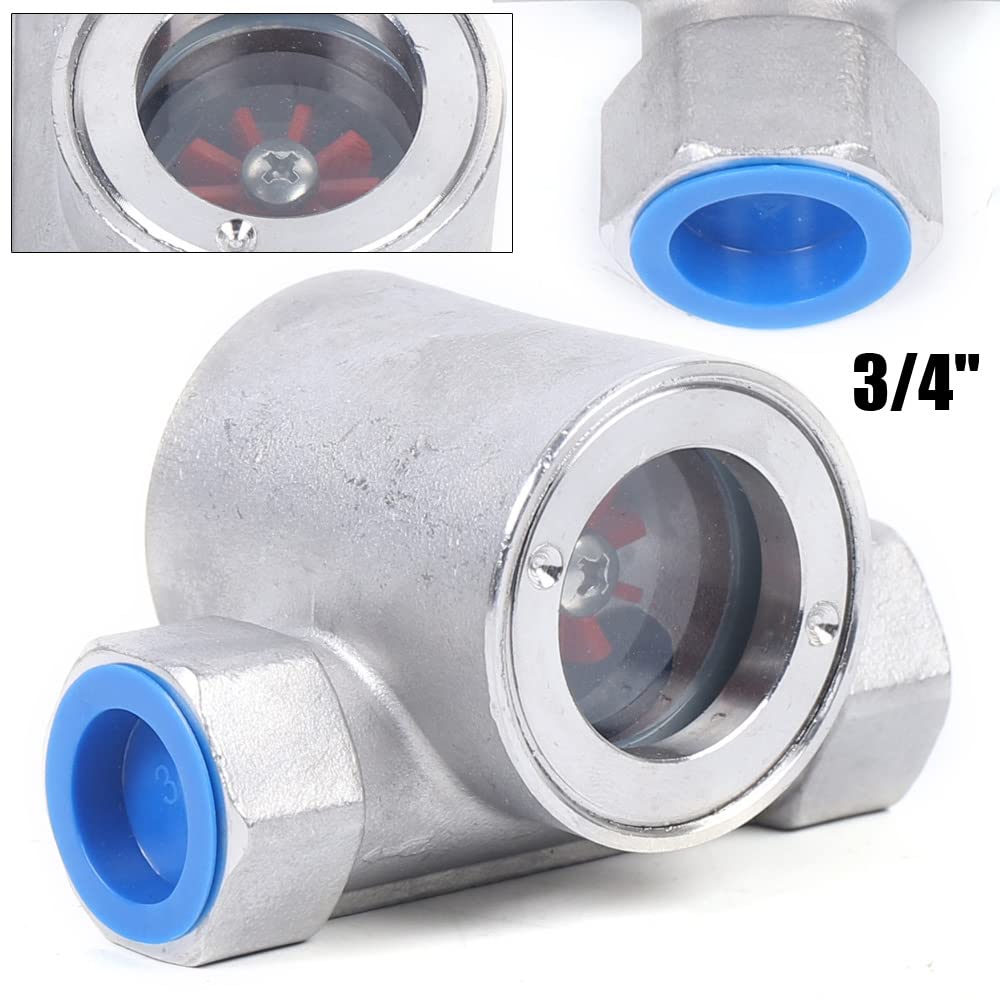 Sight Water Flow Indicator 1" NPT Female with Impeller 362Psi 2.5MPa Stainless Steel 304 Flow Indicator (1" NPT)