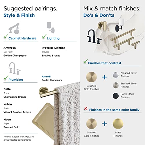 Amerock BH26542BBZ | Golden Champagne Single Robe Hook | 2-1/4 in. (57 mm) Length Towel Holder | Arrondi | Towel Hook for Bathroom | Bathroom Hardware | Bath Accessories