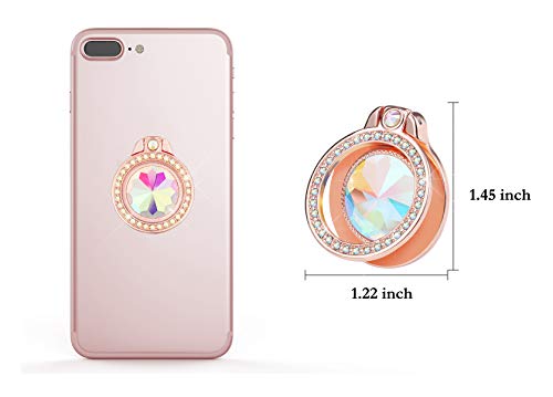 lenoup Glitter Bling Bling Phone Ring Holder, Sparkle Phone Ring Artificial Diamond Stand, Rhinestone Cell Phone Finger Ring for Phones,Pad(Rose Gold)