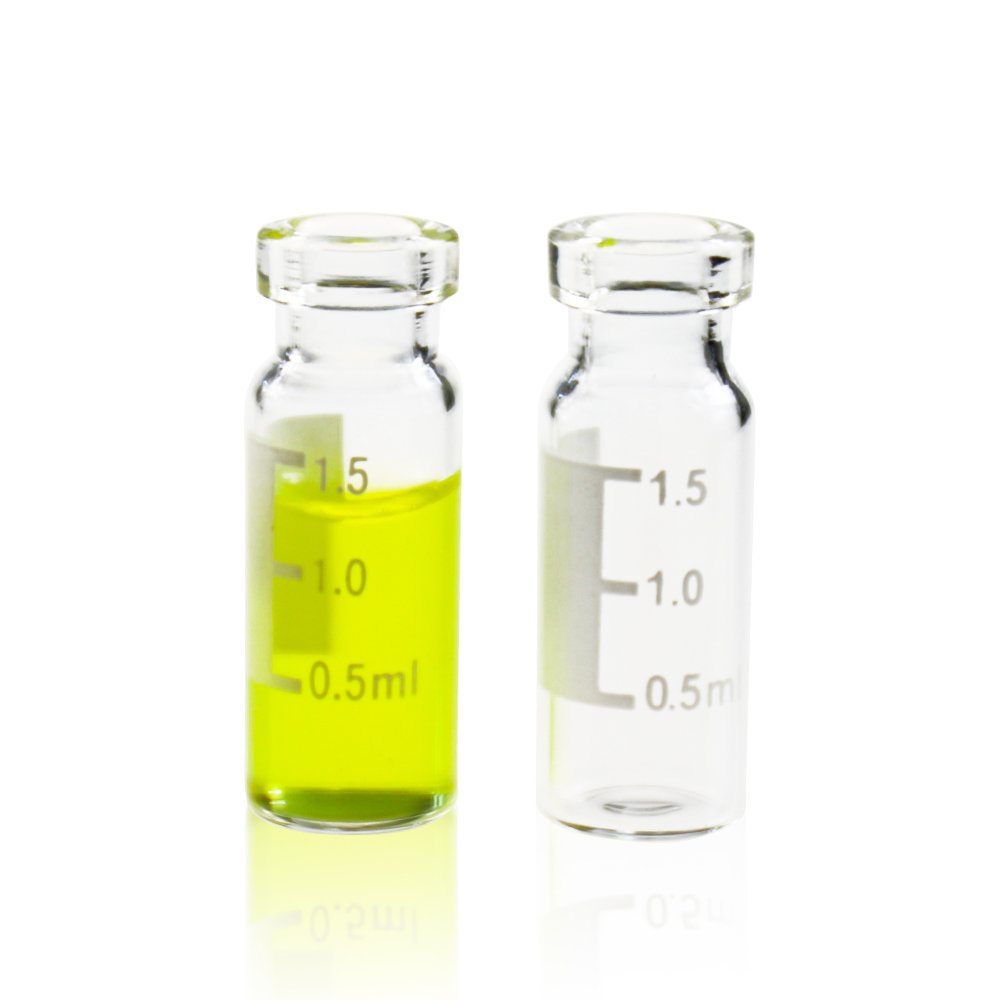 ALWSCI Clear Glass Flat Base Vial, 11 mm Wide Opening Crimp Top Vial, 2 mL Capacity, Pack of 100