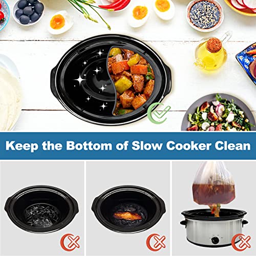 Dompion Silicone Slow Cooker Liners, Reusable 2 Divider Insert Fits for Crock-pot Oval 6 QT Slow Cooker, Dishwasher Safe, Easy Cleanup, Food-Grade BPA Free Cooking Liners for Most 6 QT Slow Cooker
