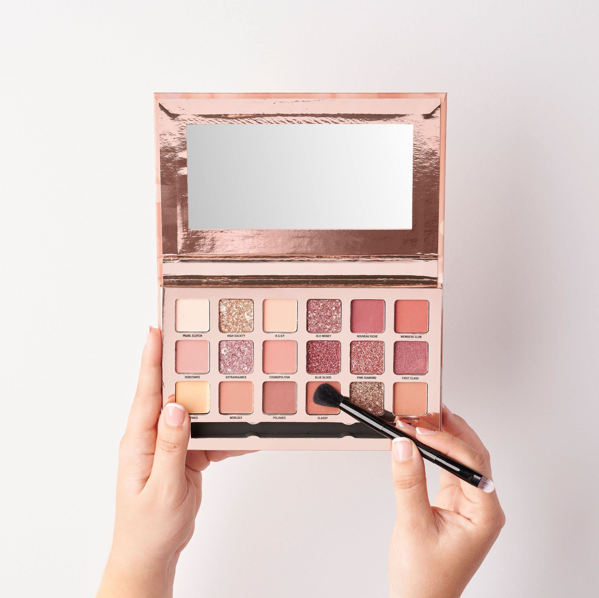 W7 Socialite Pressed Pigment Palette - 18 Pink Nude Colors - Flawless Long-Lasting Glam Makeup