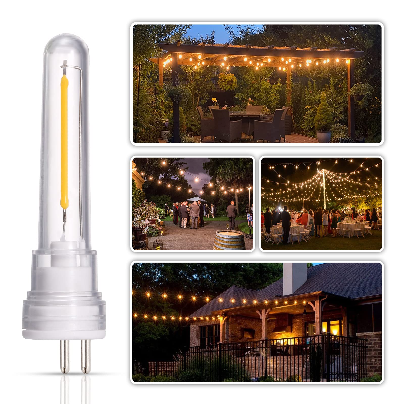 DGE S14 Replacement LED Bulb 6 Pack Replacement String Light Bulbs 1.5 Watt LED Replacement Light Bulb, Shatter-Proof and Waterproof IP65