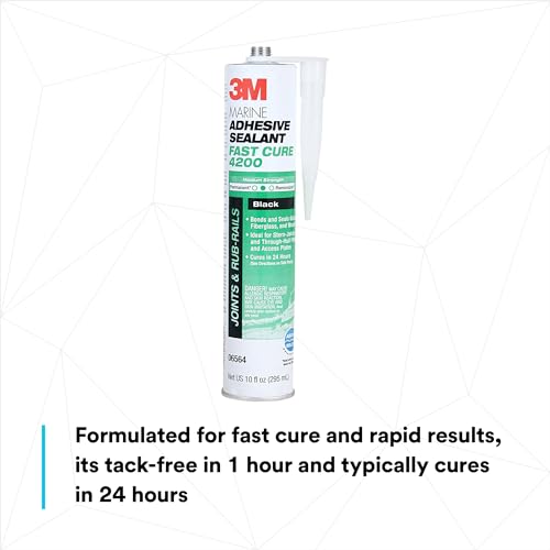 3M Marine Adhesive Sealant Fast Cure 4200 (06560) β Semi-Permanent Flexible Adhesive Sealant for Boats and RVs β White - 1/10 Gallon
