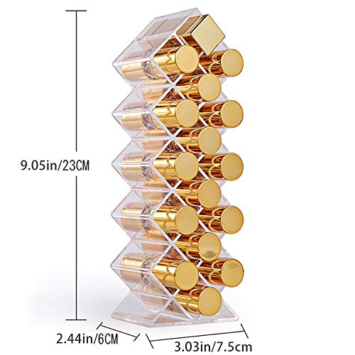V-HANVER 1-Pack Fish Shape Lipstick Organizer Tower, Lip Gloss Storage Holder Stand for 16 Lip Sticks, Perfect for Makeup Cosmetic Vanity and Dresser Display, Clear Acrylic