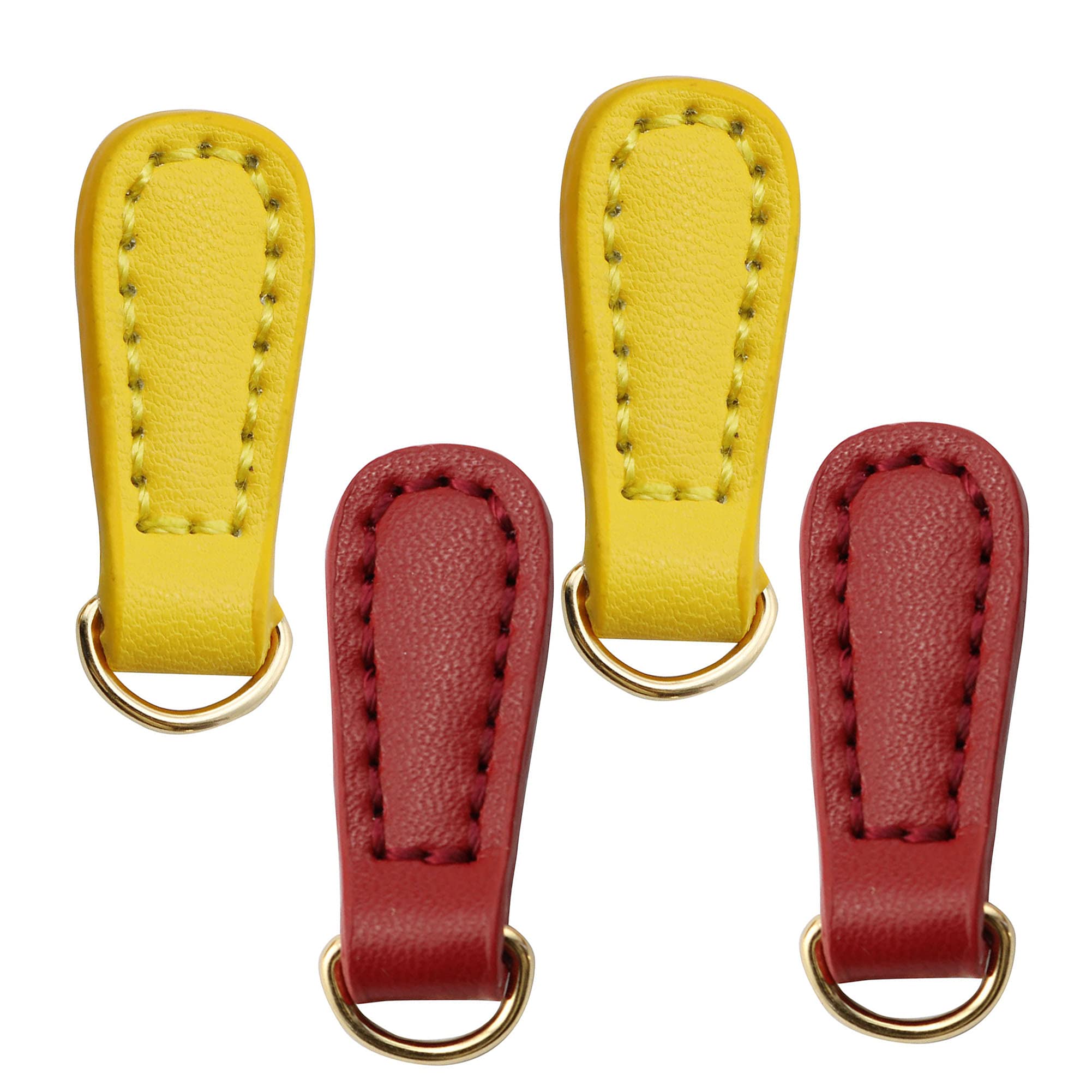 Batino 4PCS Leather Zipper Pull for Boot/Jacket/Bag/Purse Replacement (Red and Yellow)