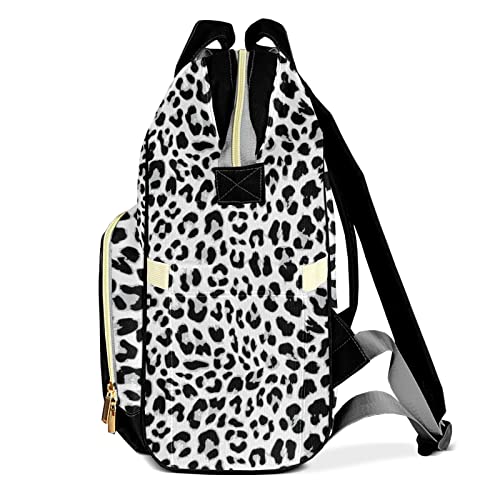 Anneunique Leopard Print Mummy Bags Custom Text Personalized with Name Diaper Bags Giving Backpack Black White