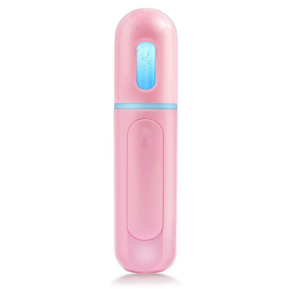Nano Facial Mister, Portable Mini Cool Mist Facial Steamer Moisturizing Hydrating Face Sprayer for Skin Care, Makeup, Cleaning Pores,Eyelash Extensions,Summer Cool (Pink)