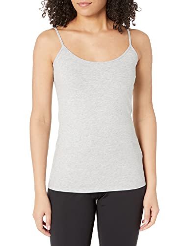 Amazon Essentials Women's Slim-Fit Camisole (Available in Plus Size), Pack of 4, Black/Charcoal Heather/Light Grey Heather/White, Large