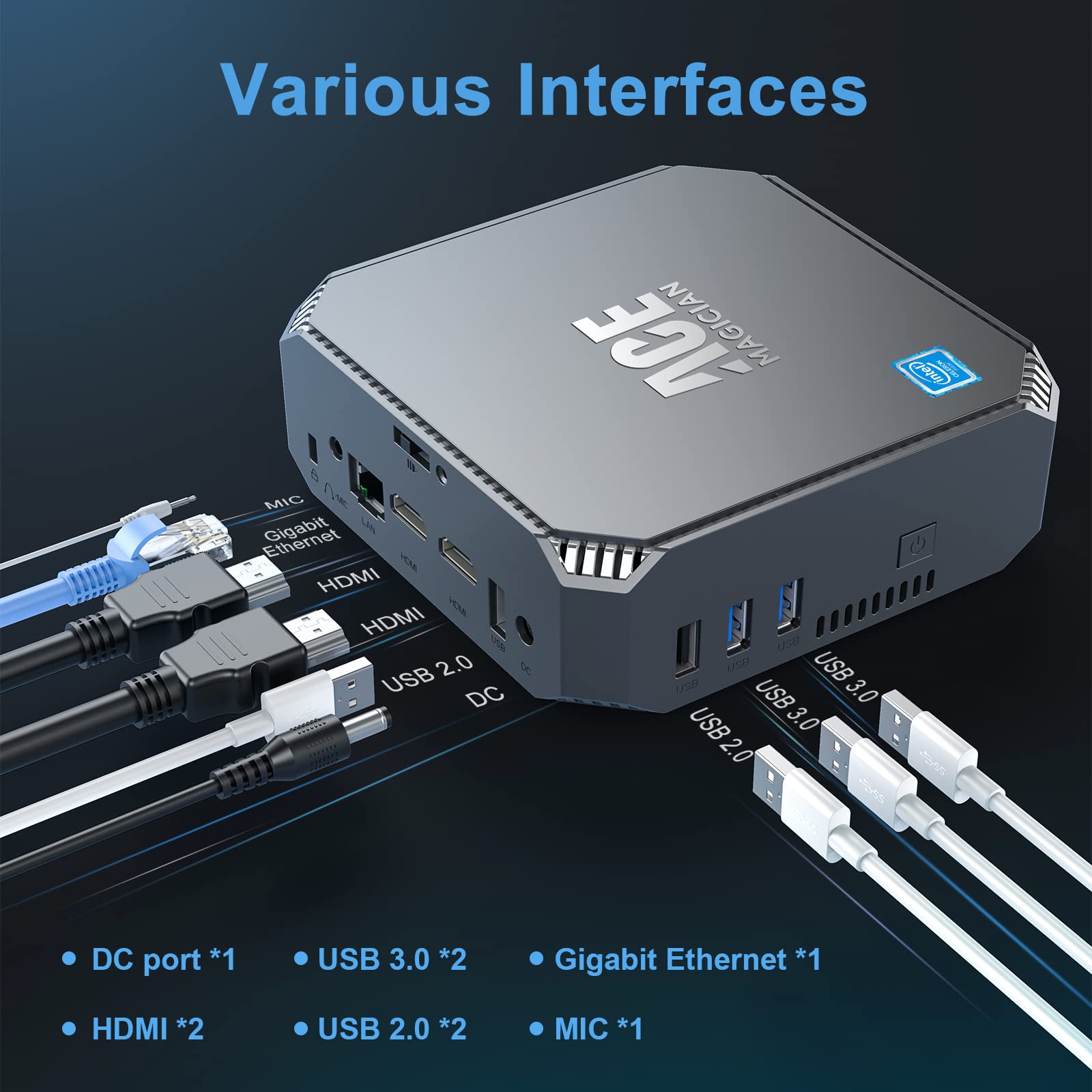 ACEMAGICIAN Mini PC, Intel N5095(up to 2.9GHz) Mini Desktop Computer, 12GB DDR4 RAM 256GB SSD, Dual HDMI 4K Screen Display, 2.4/5G WiFi & BT4.2, Gigabit Ethernet with VESA Mount for Daily Use/Office
