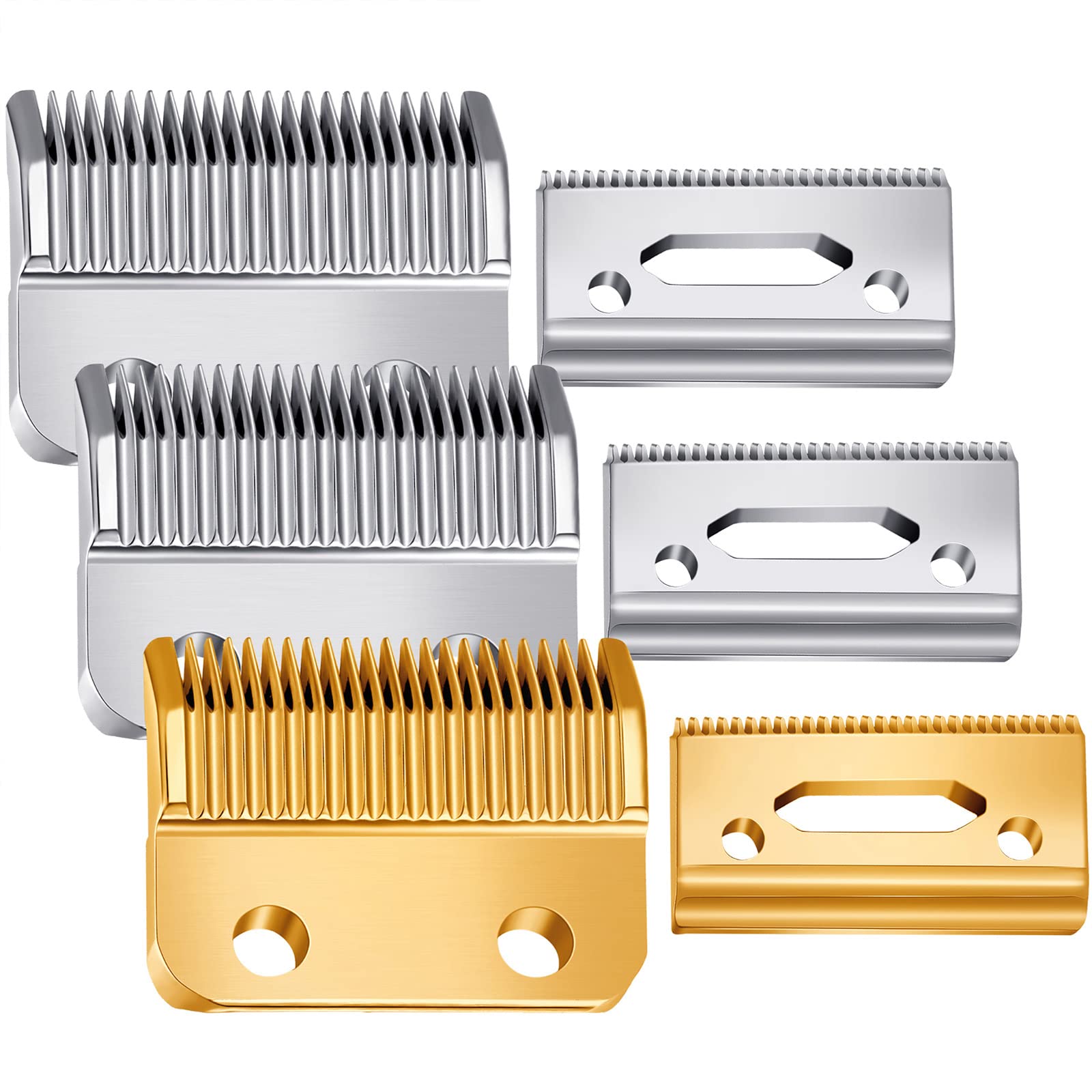 3 Sets Hair Clipper Replacement Blades Adjustable Clipper Blades 2 Hole (1mm - 3mm) Hair Trimmer Replacement Blades (Gold and Silver)