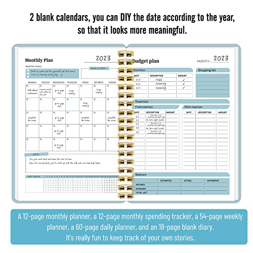 5.8x8.2 inch 2023-2025 Undated Planner Budget Book Sets,Daily Weekly Monthly Notebook Planner with Bookmark,Stickers& Pen(12Pack)