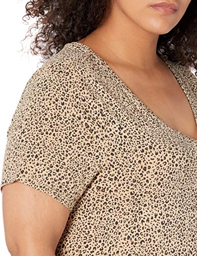 Amazon Essentials Women's Relaxed-Fit Short-Sleeve V-Neck Tunic (Available in Plus Size), Leopard, 3X