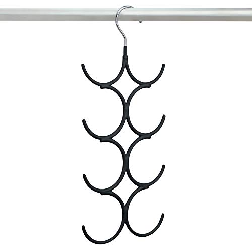 Yizhi Scarf Hanger Organizer Holder, No Snag Belt Rack Tie Hanger Sturdy 8 Hook Space Saving Closet Accessory Organizer for Scarves, Ties, Belts, Shawls, Pashminas and Jewelry (2, Black)