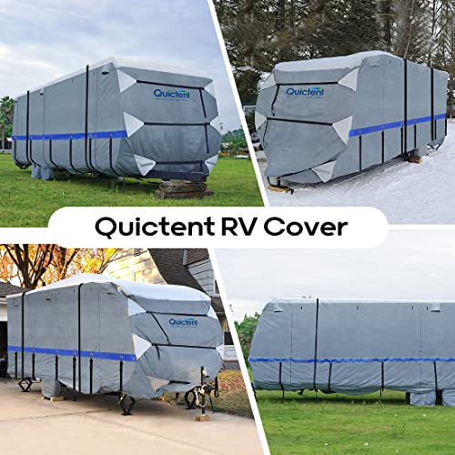 Quictent Upgraded Travel Trailer RV Cover, Extra-Thick 6-ply Camper Cover, Fits 27-30Ft Motorhome -Breathable Watertight Quick-Drying Rip-Stop Anti-UV with 2 Windproof Straps, 4 Tire Covers