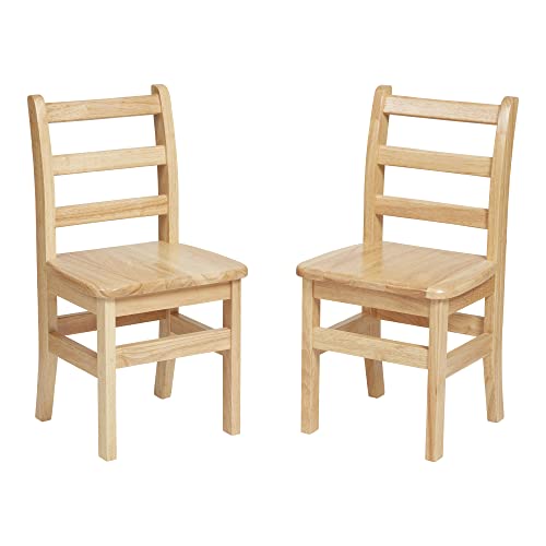 ECR4Kids Three Rung Ladderback Chair, Classroom Seating, Natural, 2-Pack