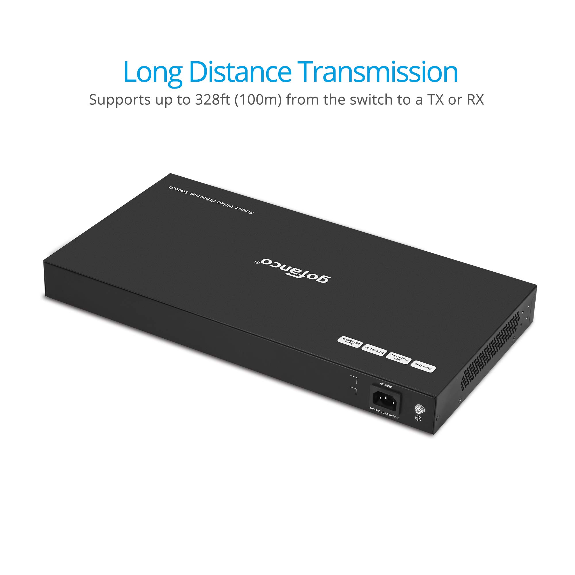 gofanco 24 Port Smart Managed Video Ethernet Switch (Dedicated) – Customized for HDMI Over IP Extender Switching, One-to-Many & Matrix Switching Capable, Easy Web GUI Control, 328ft (100m)