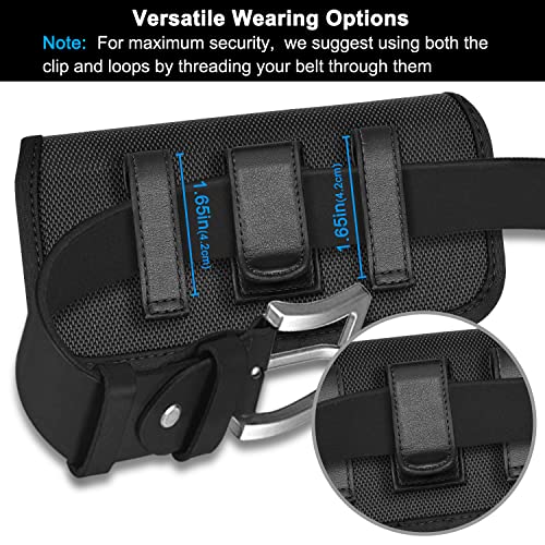 ykooe Rugged Nylon Holster for iPhone 14, 14 Pro, 13, 13 Pro, 12, 12 Pro, 11, 11 Pro, XR, Galaxy S23, S22 Cell Phone Belt Holder for Men (Fits Phone with Otterbox Commuter/Symmetry Case on), L