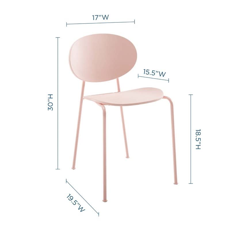 Modway Palette Modern Molded Plastic Accent Dining Chair in Pink - Set of 2 - Comes Fully Assembled