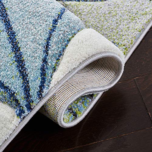 SAFAVIEH Hollywood Collection 9' x 12' Ivory/Blue HLW703A Mid-Century Modern Non-Shedding Living Room Bedroom Dining Home Office Area Rug