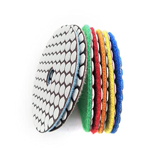 5" Diamond Wet Dry polishing pad 100 Pieces (Grit 50-400) for Stone Granite Marble Buffing Polish Work with Grinder Polisher
