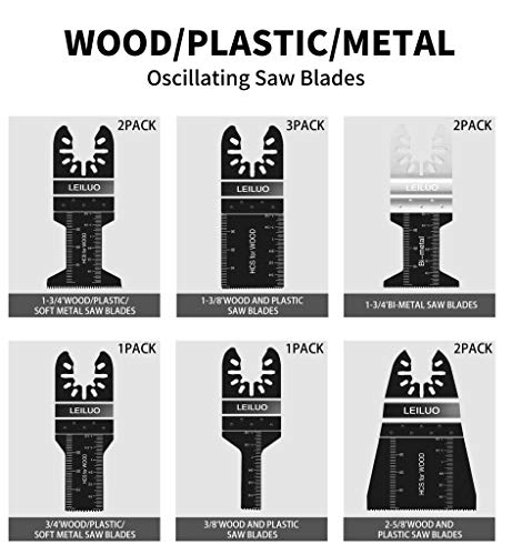 81 Pack Oscillating Saw Blades LEILUO Oscillating Tool Blades to Cut Metal Wood Plastic Multitool Blades Fit Dewalt Milwaukee Makita Worx Rockwell Wen Ryobi Porter Genesis Black