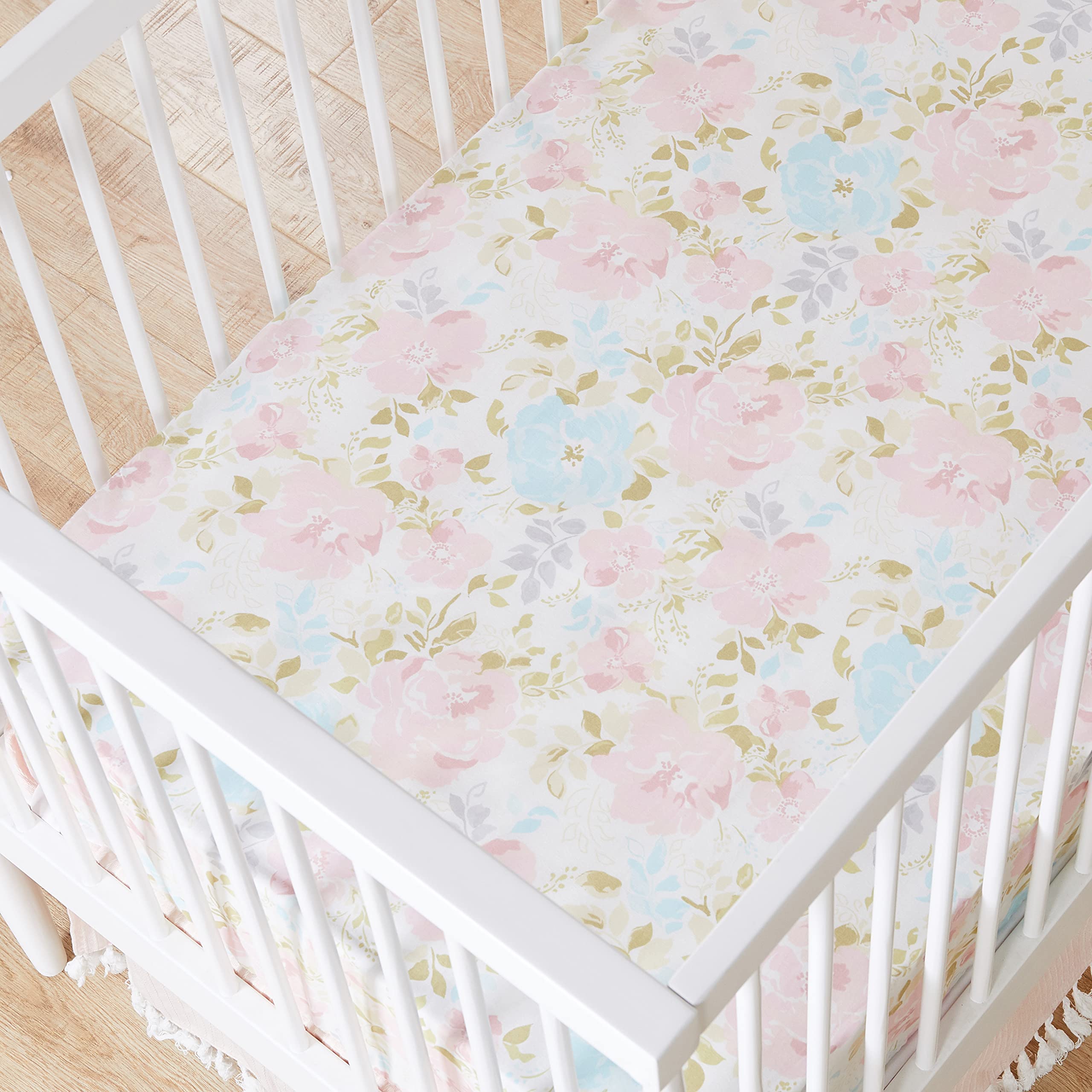 Levtex Baby Nest & Nod Amelia 3pc Bedding Set, Cotton, Pink, (Quilt, Dust Ruffle, Crib Fitted Sheet)