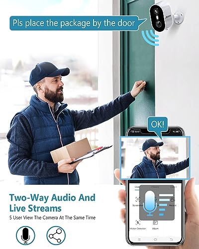 ANRAN 2K Security Cameras Wireless Outdoor, 3MP AI Motion Detection & Color Night Vision Home Security Cameras, Two-Way Talk, Spotlight Siren Alarm, Work with Alexa, Battery Powered, IP65