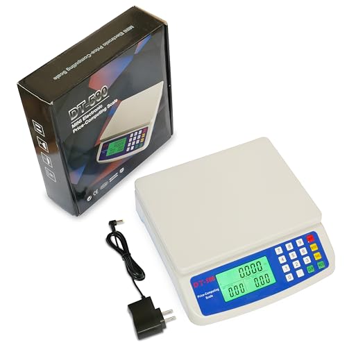 30kg x 1g Electronic Computing Scale, Large Kitchen Scale, LCD Digital Commercial Food Produce Scale 66LB Capacity with AC Adapter for Meat Weighting Stores Restaurant Market
