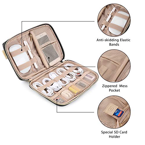 BAGSMART Backpack for Women & Electronics Organizer Set, College Must Haves, Travel Essentials for Women, Black