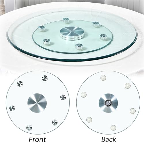 8mm Lazy Susan Turntable 28in Round Tabletop Rotating Serving Plate with Swivel Assist System Base,Heavy Duty Tempered Glass Rotating Plate for Kitchen/Parties ( Color : Clear , Size : 110cm(43in) )