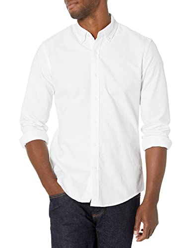 Amazon Essentials Men's Slim-Fit Long-Sleeve Oxford Shirt, White, XX-Large