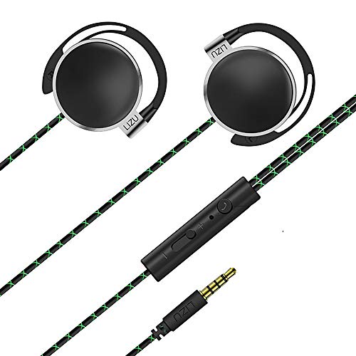 leqingchun Clip Type Earphones,Portable Stereophone Headphones,with Microphone and Call Controller Stereo Earphones,Suitable for Compatible with 3.5mm iPhone, Android Mobile Phone Blue