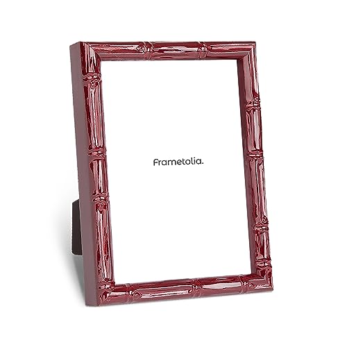 4" x 6" Shimmering Red Moffit Narrow Width Table Top Frame - 100% Natural Wood & High Definition Glass, Used Vertically or Horizontally for Tabletop Display Contemporary Style Frame