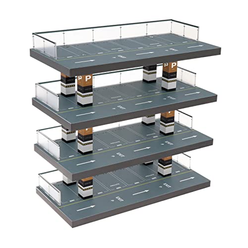 AMLESO Diecast Car Display Case, 1/64 Garage Display Case with Parking Lot Scene for Model Collectors