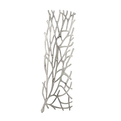 Deco 79 Aluminum Coral Inspired Wall Decor, Set of 2 10"W, 34"H, Silver