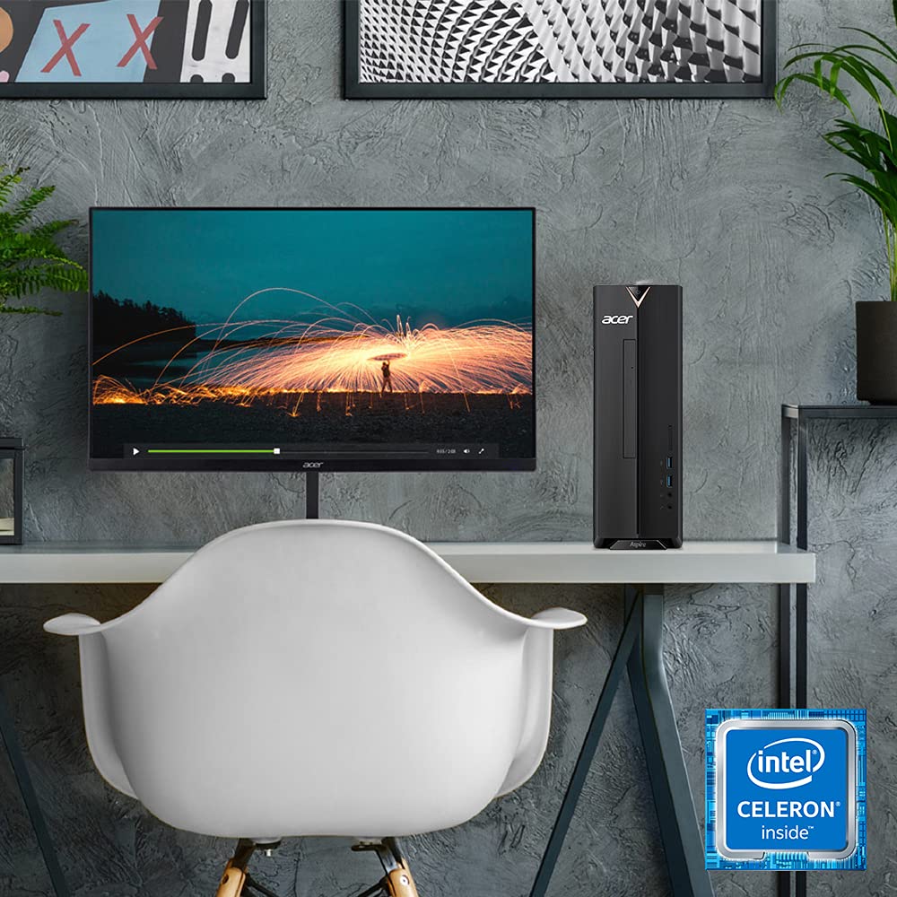 Acer Aspire XC-830-UA91 Desktop | Intel Celeron J4125 Quad-Core Processor (Up to 2.7GHz) | 8GB 2400MHz DDR4 | 256GB NVMe M.2 SSD | 8X DVD | Wi-Fi 5 | Bluetooth 4.2 LE | Windows 10 Home (Renewed)