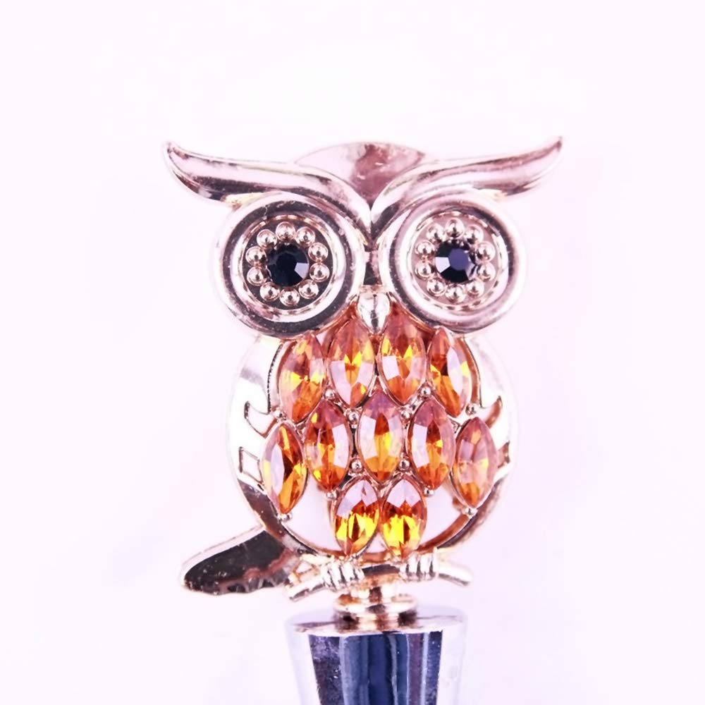 Adonisaon Owl Wine Stoppers Cute Wine Stopper Decorations Metal Zinc Alloy Wine Bottle Stopper Reusable Wine and Beverage Stoppers (2 Beautiful Packs with Golden Wine Stoppers)