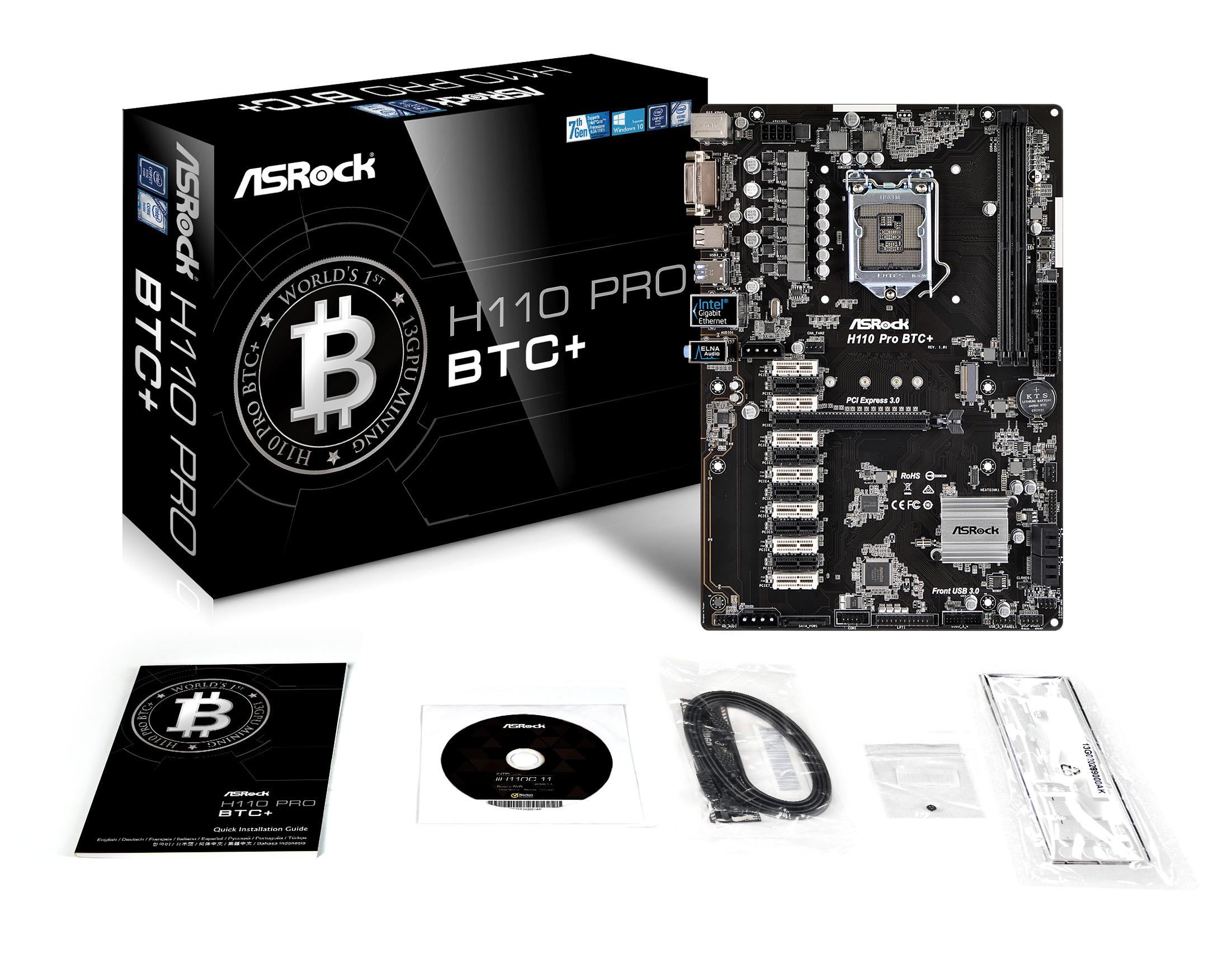 ASRock H110 Pro BTC+ 13GPU Mining Motherboard Cryptocurrency