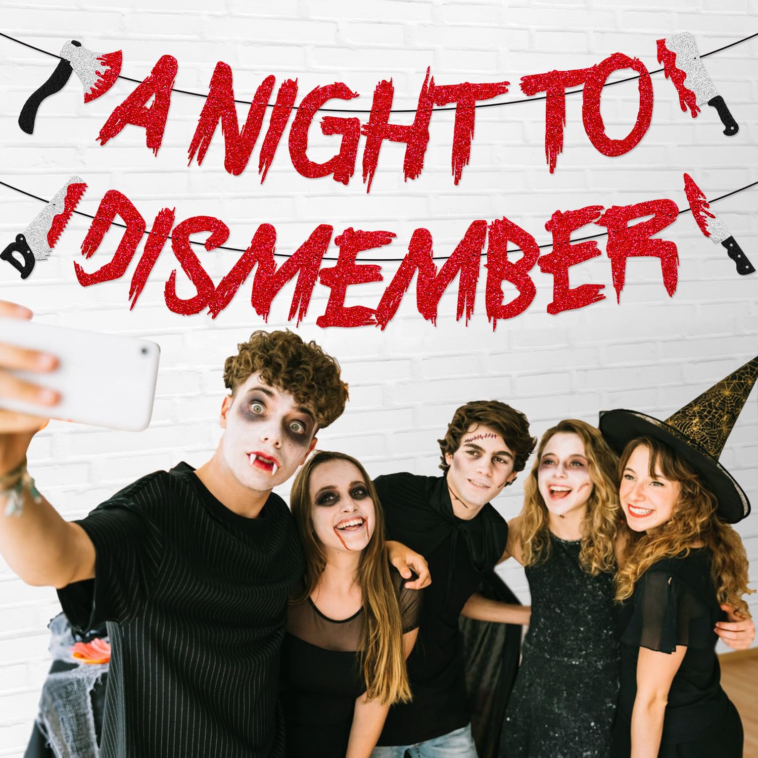 A Night To Dismember Banner Halloween Party Decorations for Haunted House Horror Scary Theme Halloween Have A Killer Party Supplies