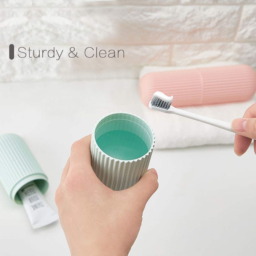 UCEC Travel Toothbrush Case, Toothbrush Holder Travel, Toothbrush Case for Traveling, Camping, Home, School, Business, Bathroom, 2 Pack (Green, Pink)