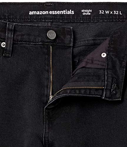 Amazon Essentials Men's Straight-Fit Stretch Jean, Black, 28W x 28L