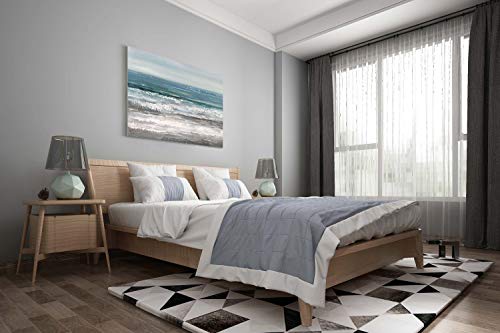 Yihui Arts Large Dinning Room Wall Art Hand Painted Modern Abstract Seascape Canvas Oil Painting Ocean Beach Coastal Picture Artwork for Home Decor