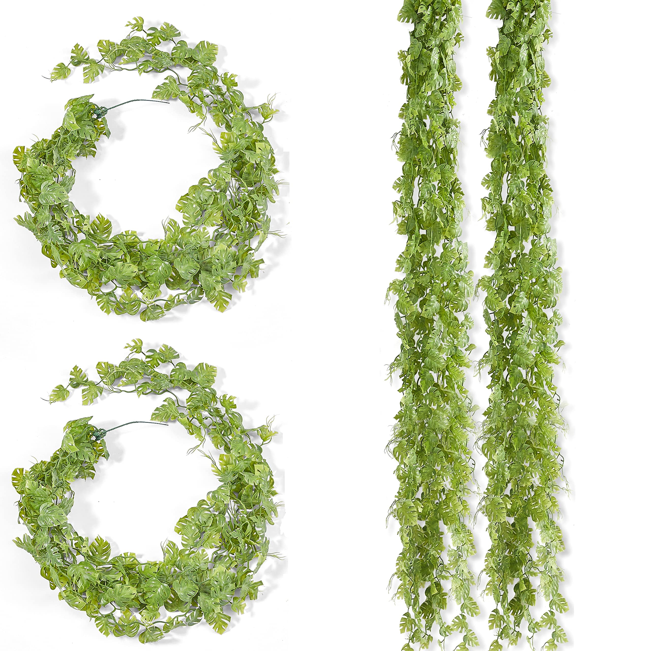 Astridia 2 Packs Hanging Artificial Plants Vine, 6.6ft Fake lvy Garland, Hanging Greenery Faux Plants for Wedding Party Room Garden Home Decor