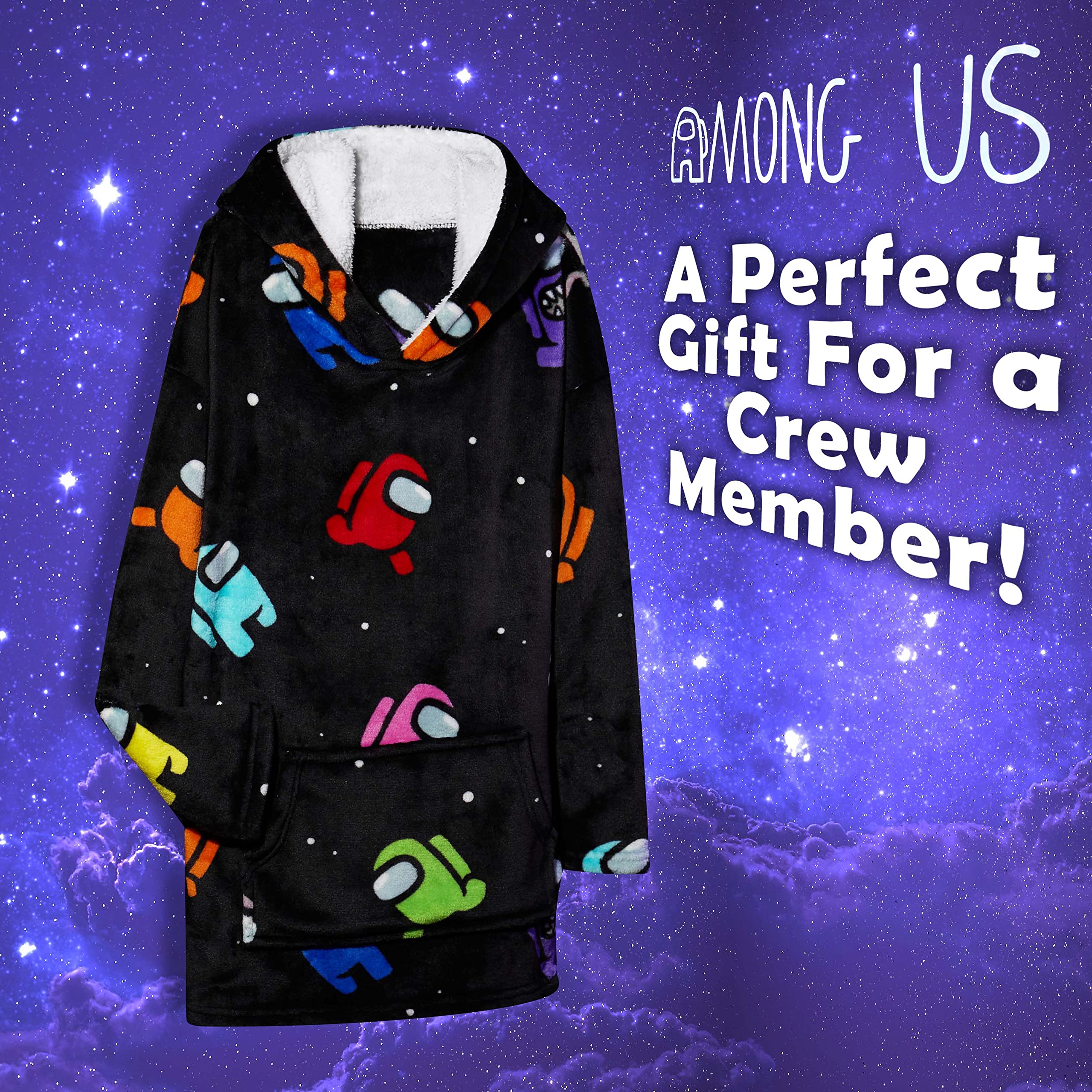 Among Us Hoodies For Boys Fleece Oversized Blanket Hoodie Kids Gaming Merchandise (Black)