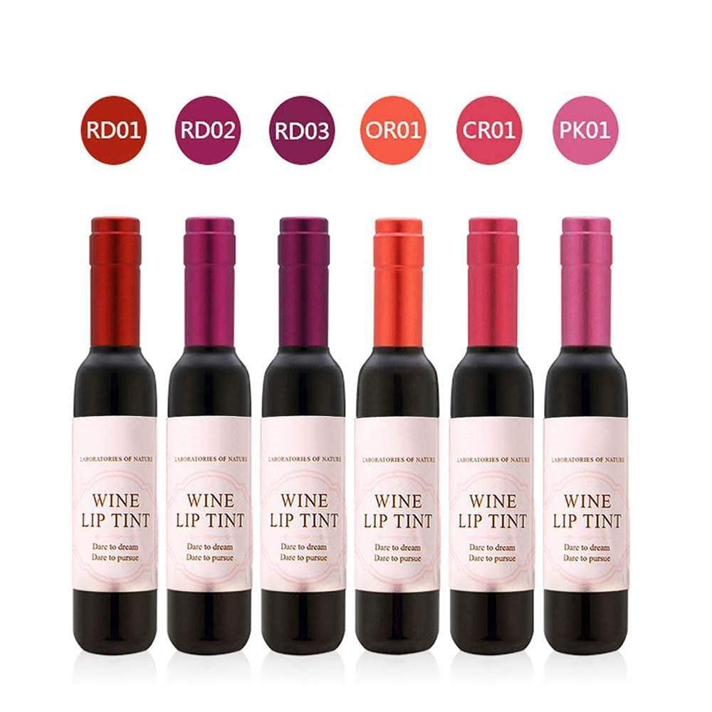 6 Colors/Set Wine Lipstick Matte Long Lasting Waterproof Lip Tint Set Lip Gloss Lip Stain Wine Bottle Lipstick Liquid Lipgloss, Valentine's Day Gift Kit Ideas for Girlfriends, Women, Moms | KlsyChry