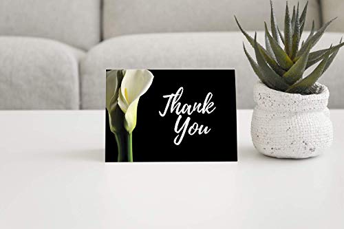MPC Brands Customized Personalized Funeral Bereavement Thank You Cards With Envelopes - Set of 50 (Custom Lily)