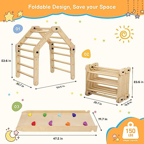 Dripex Pikler Triangle Climber Set, X-Large and Heavy-duty Climbing Frame with More Than 20 Playing Modes, Premium Early Learning Montessori Toy for 2-3 Children Play Together, Cycling Using for Years